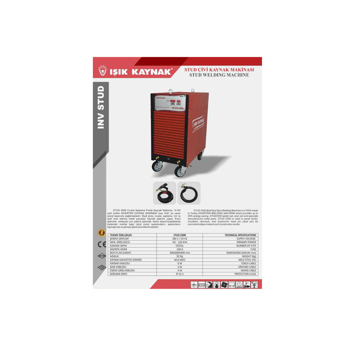 Işık Kaynak STUD 2500 A Civata Saplama Kaynak Makinesi